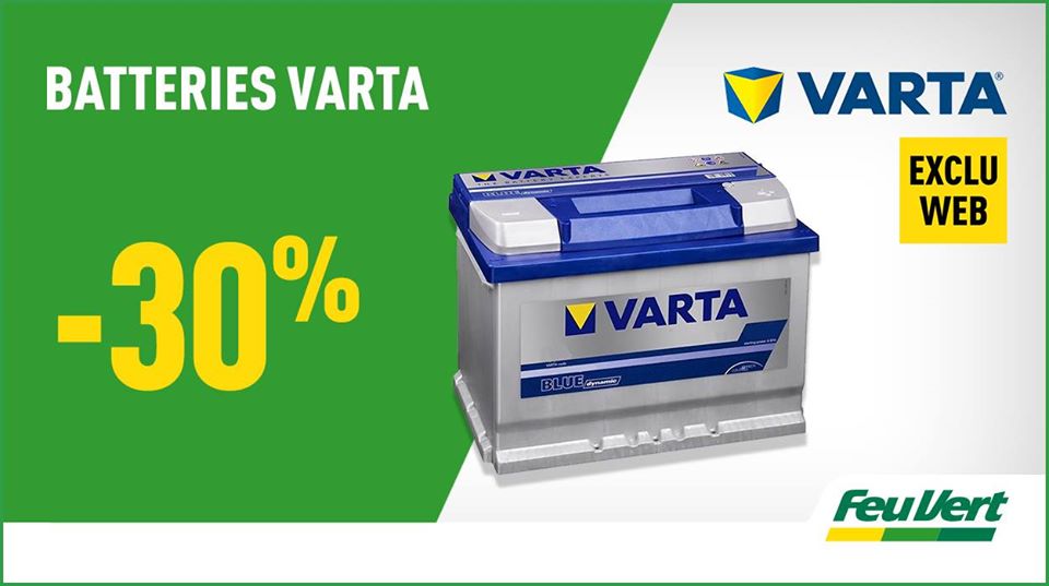 Promo Feu Vert - 30% de remise sur les batteries varta